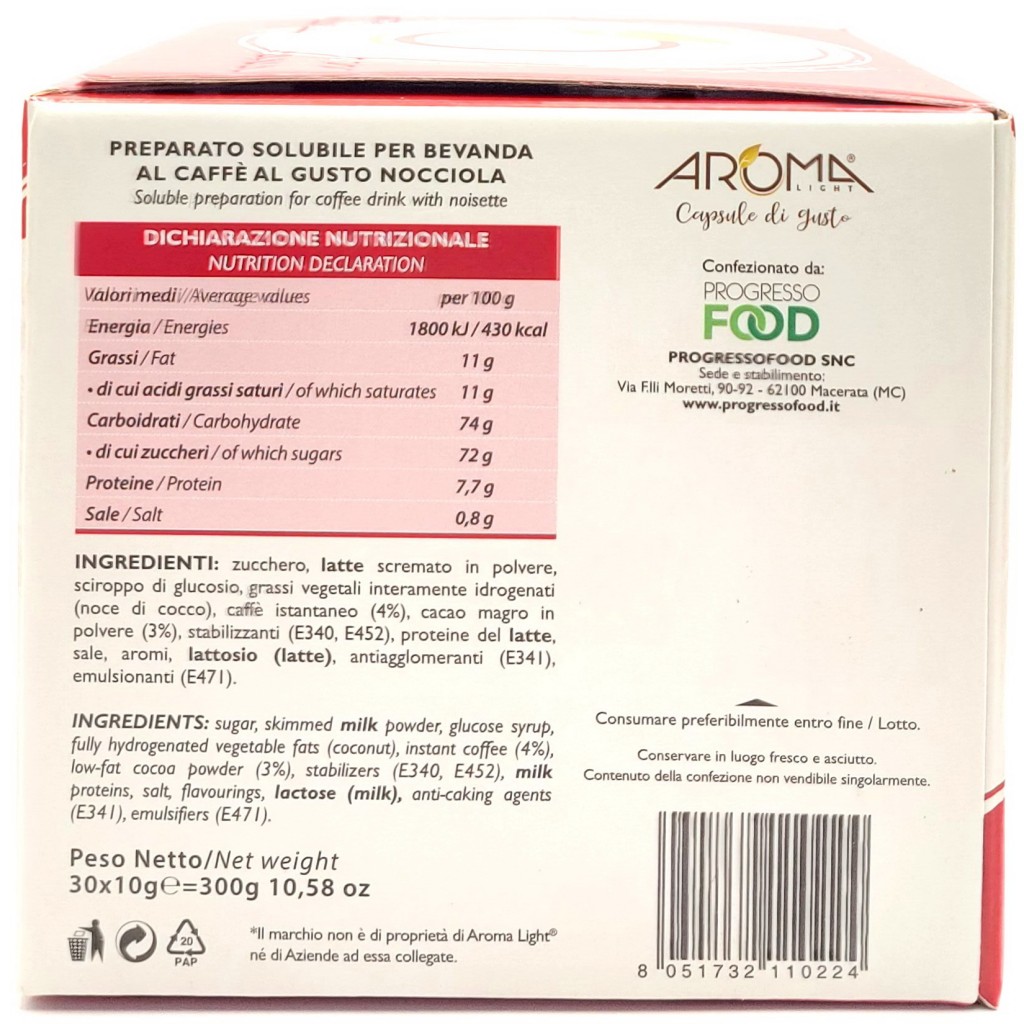 aroma light 30 capsule di gusto - nocciolino - compatibili nespresso ...