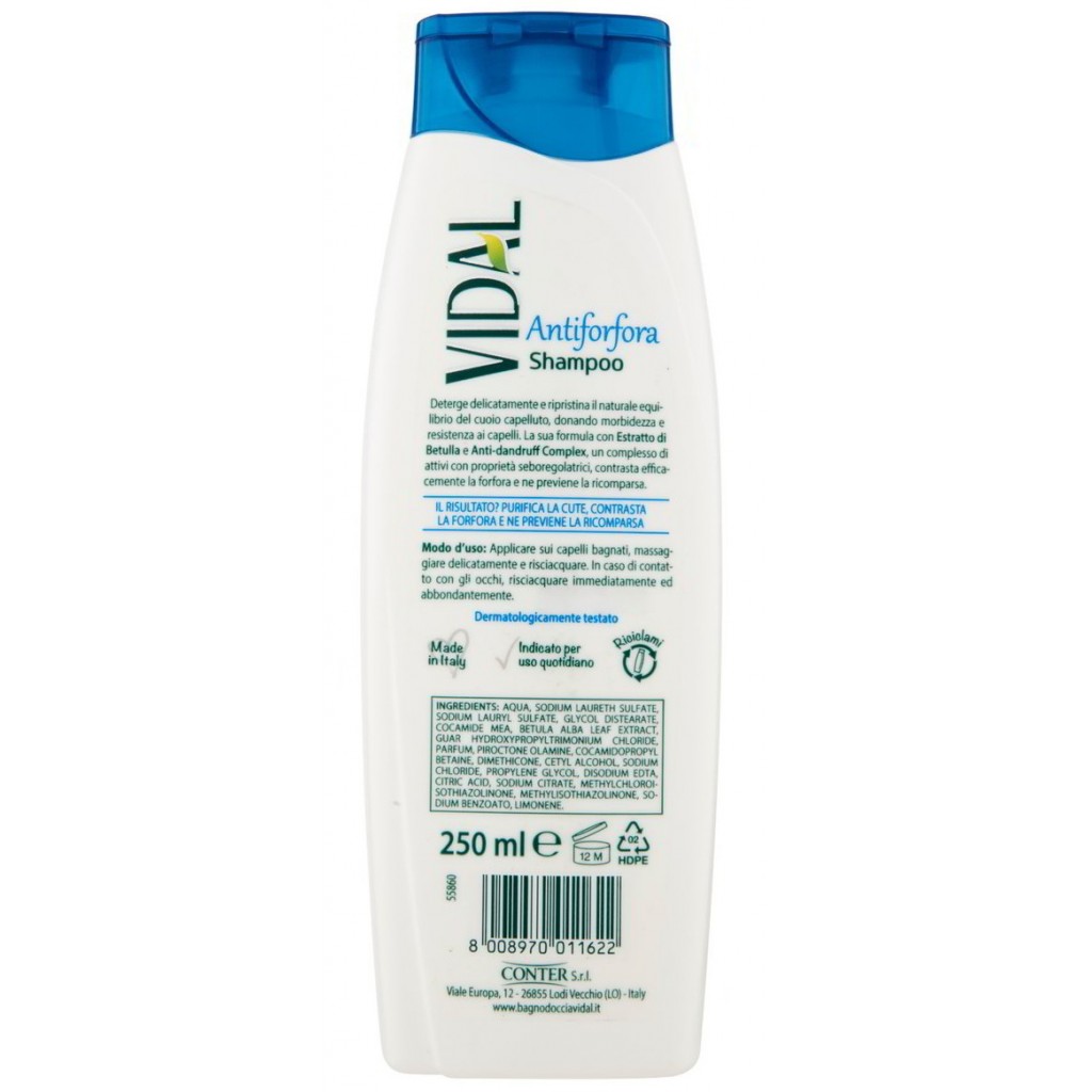 vidal shampoo 250ml - antiforfora - con estratto di betulla ...